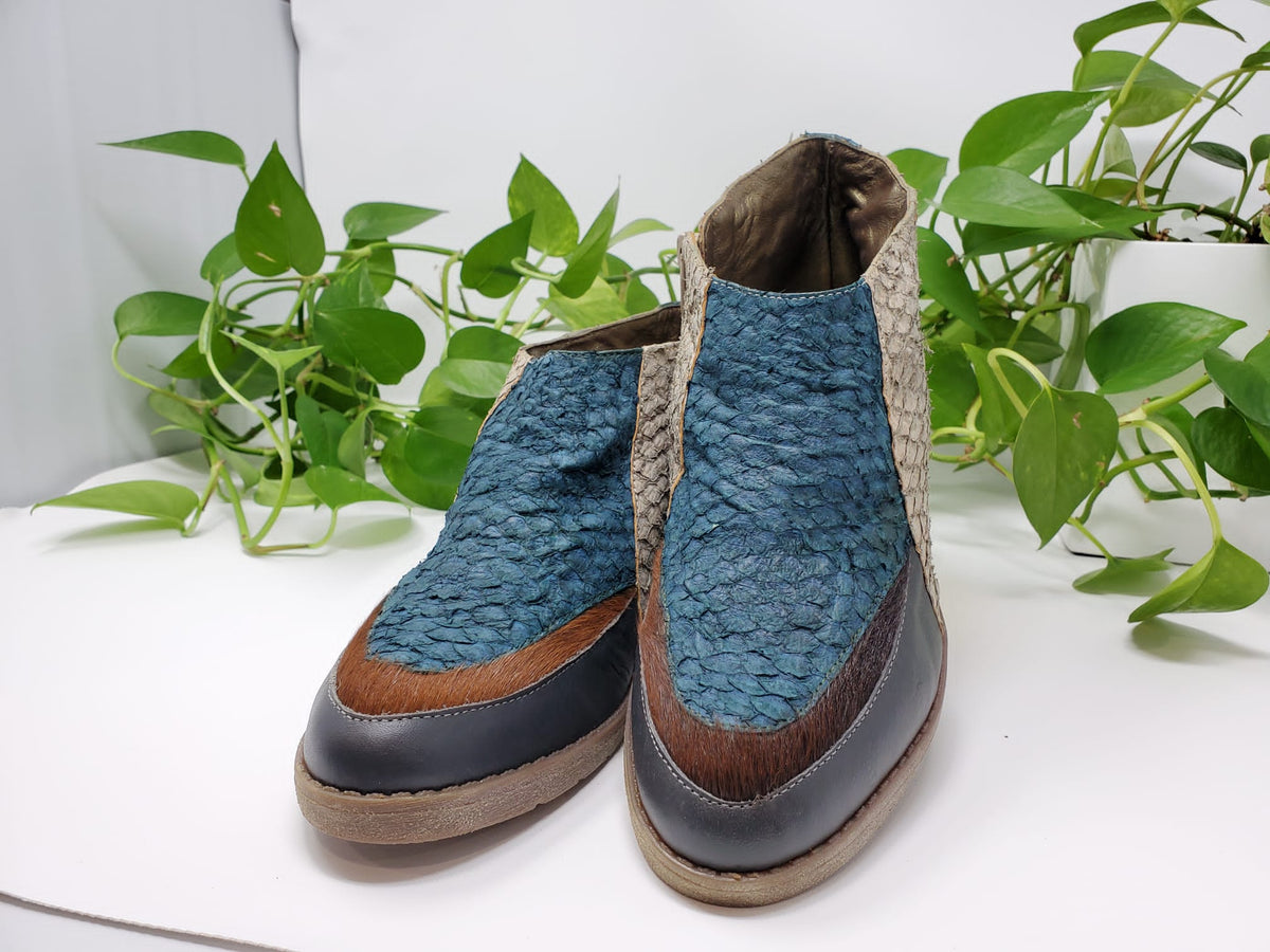 Unisex Fish Skin Leather Boots | Unisex Botines Hechos de Piel de Pesc ...